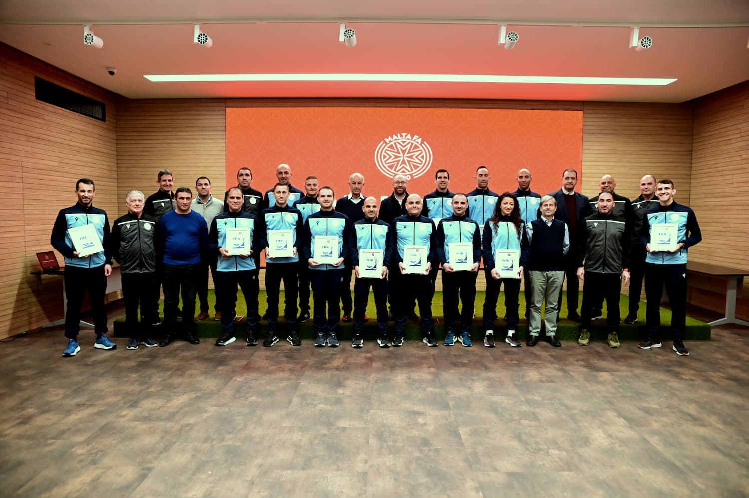 Match officials presented with FIFA Badge - maltafootball.com
